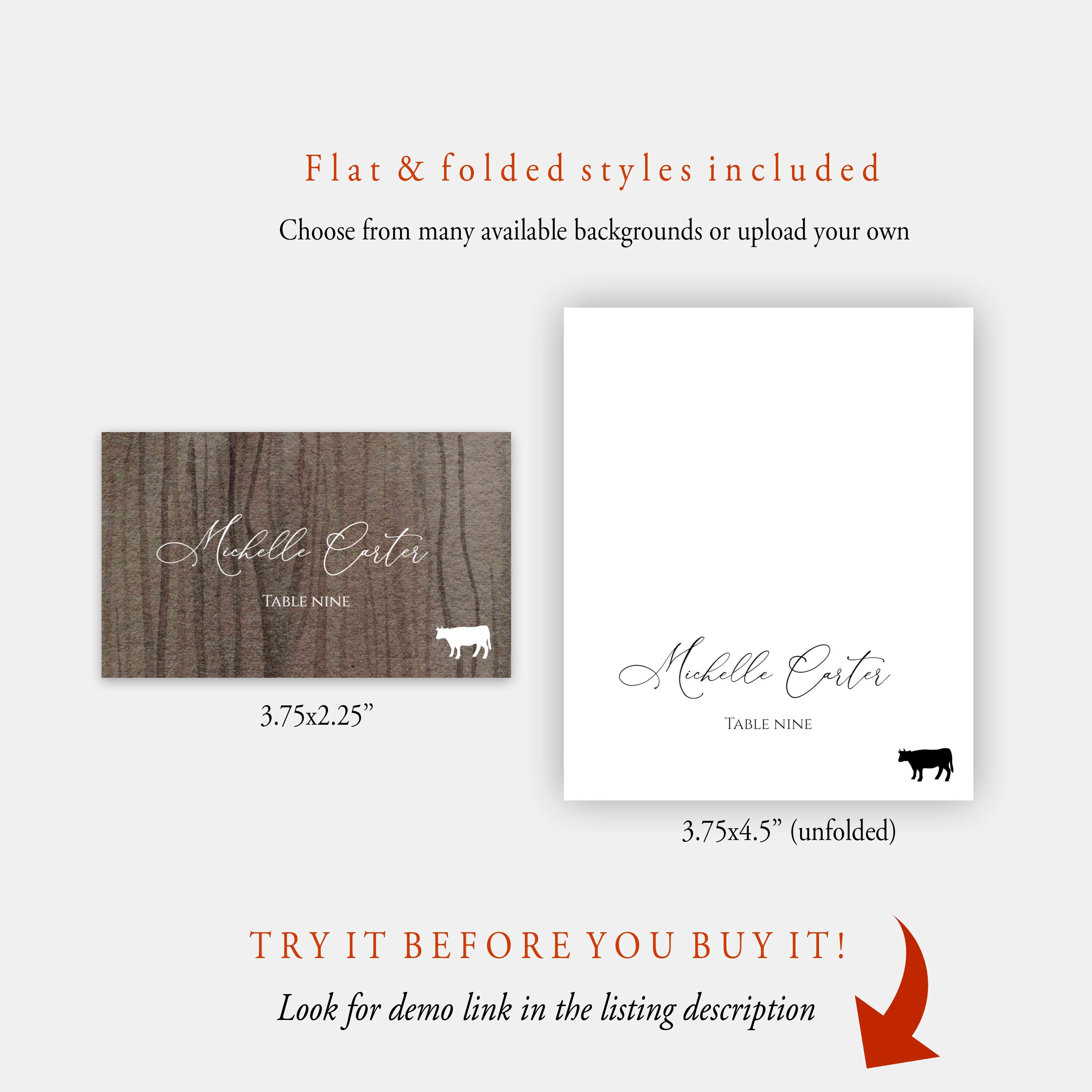 Printable Place Card Template With Meal Icons Editable - Etsy