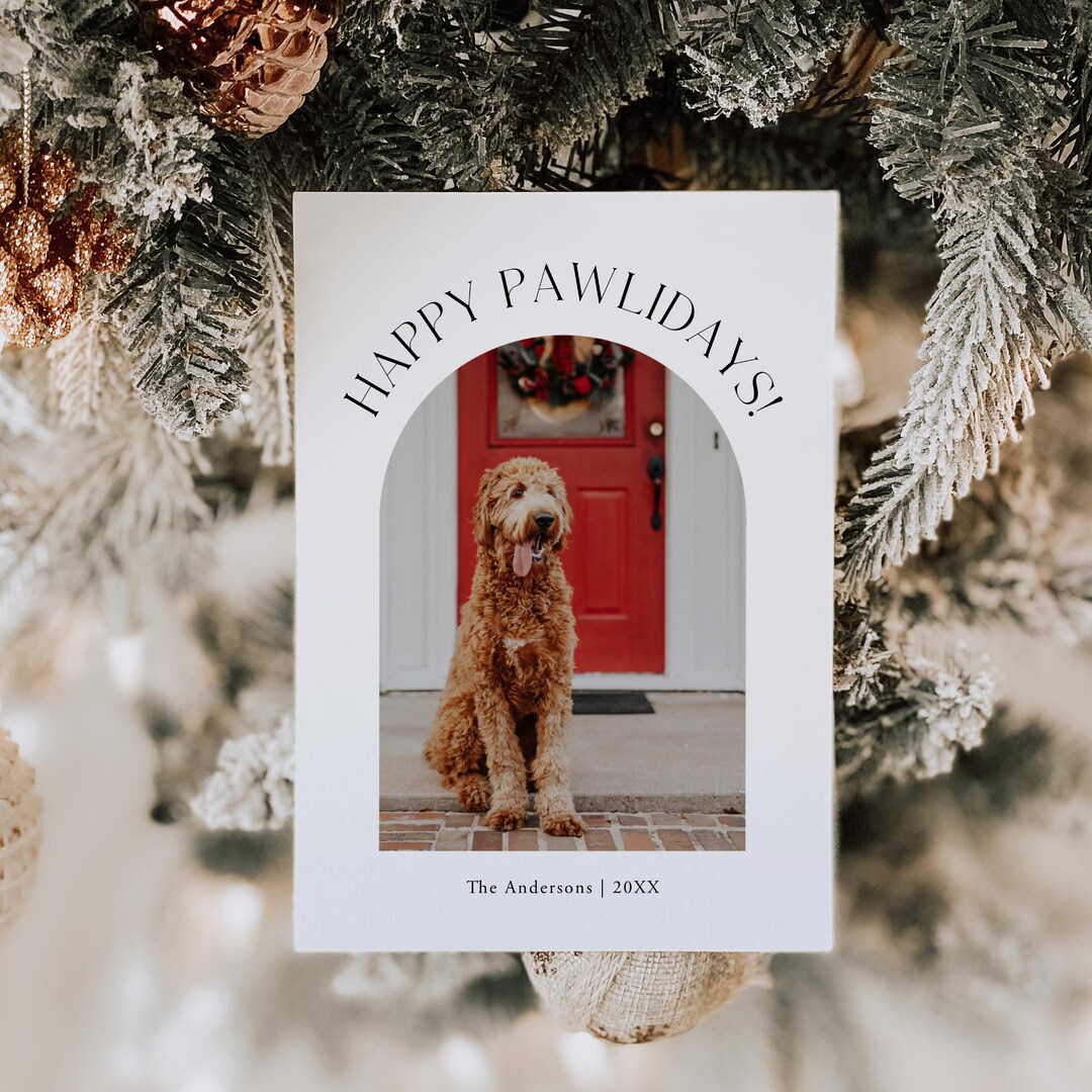 Pet Holiday Card Download Editable Happy Pawlidays Card Arch Pet ...