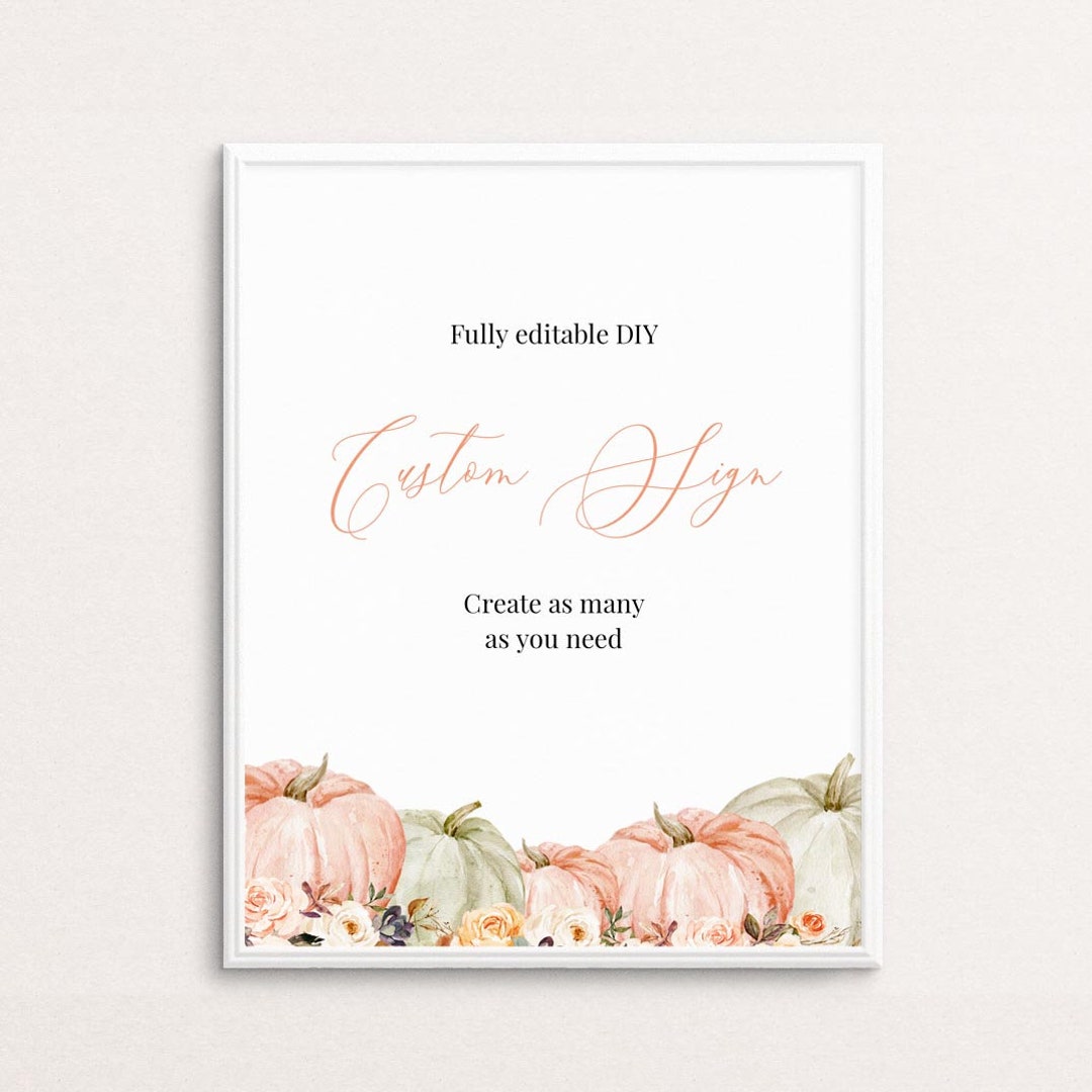Pumpkin Wedding Sign Template, Instant Download, Fall Wedding Signage ...
