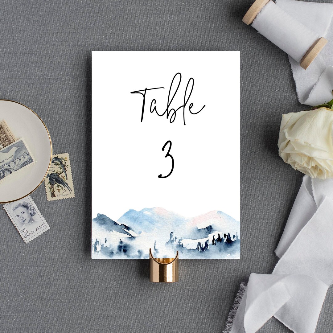 Mountain Table Numbers, Outdoor Dinner Numbers, Printable Wedding Table ...