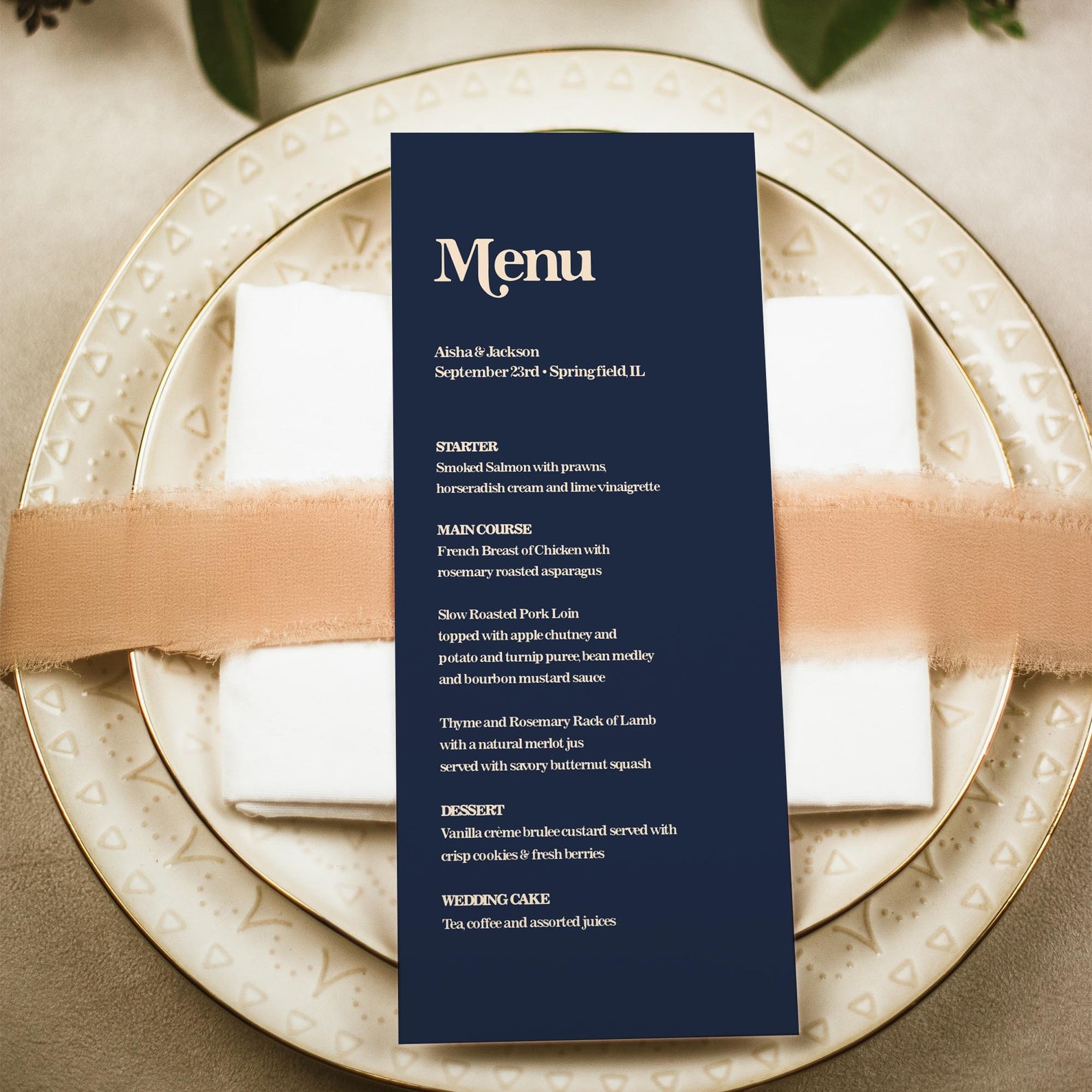 Navy Menu Template Printable Wedding Menu Cards DIY Editable - Etsy