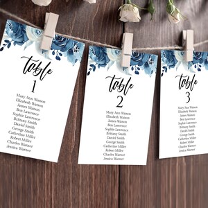 Blue and Silver Seating Chart Template, Editable Seating Cards, Seating ...