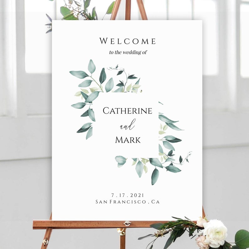 Eucalyptus Welcome Sign Template Instant Download Editable | Etsy