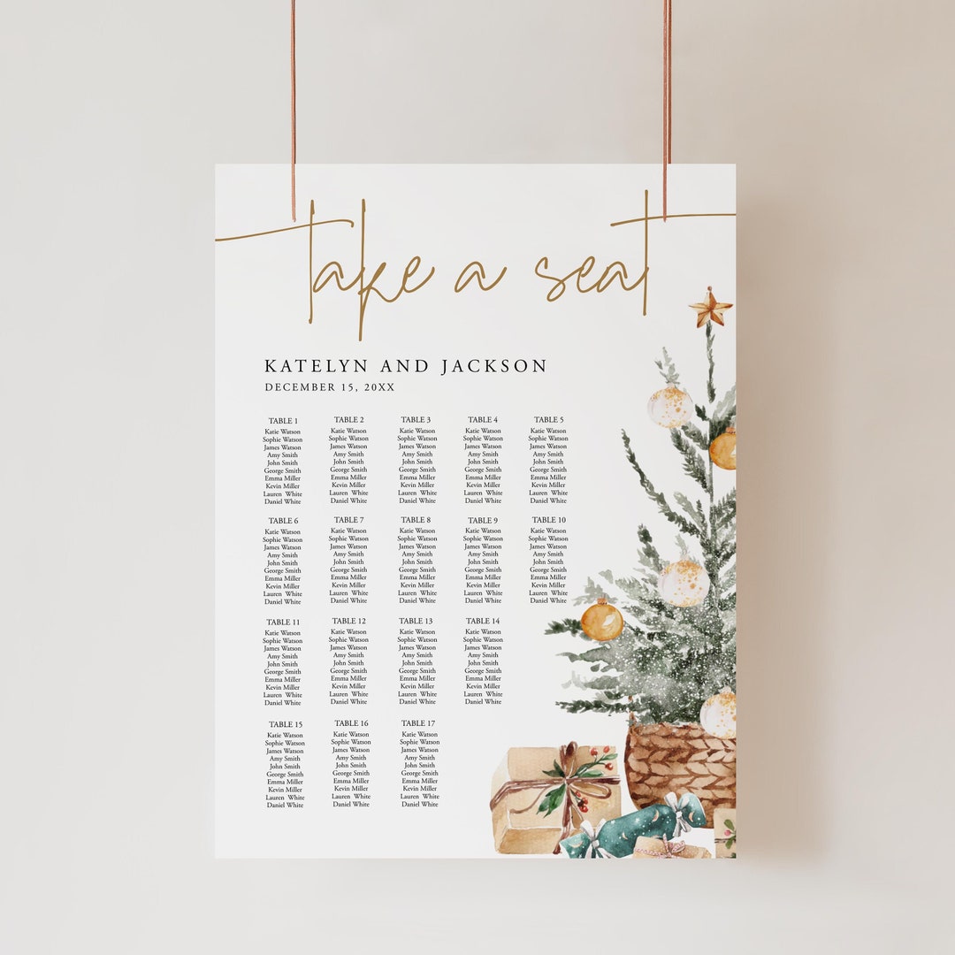 Seating Chart Christmas Tree Holiday Wedding Seating Board Winter ...