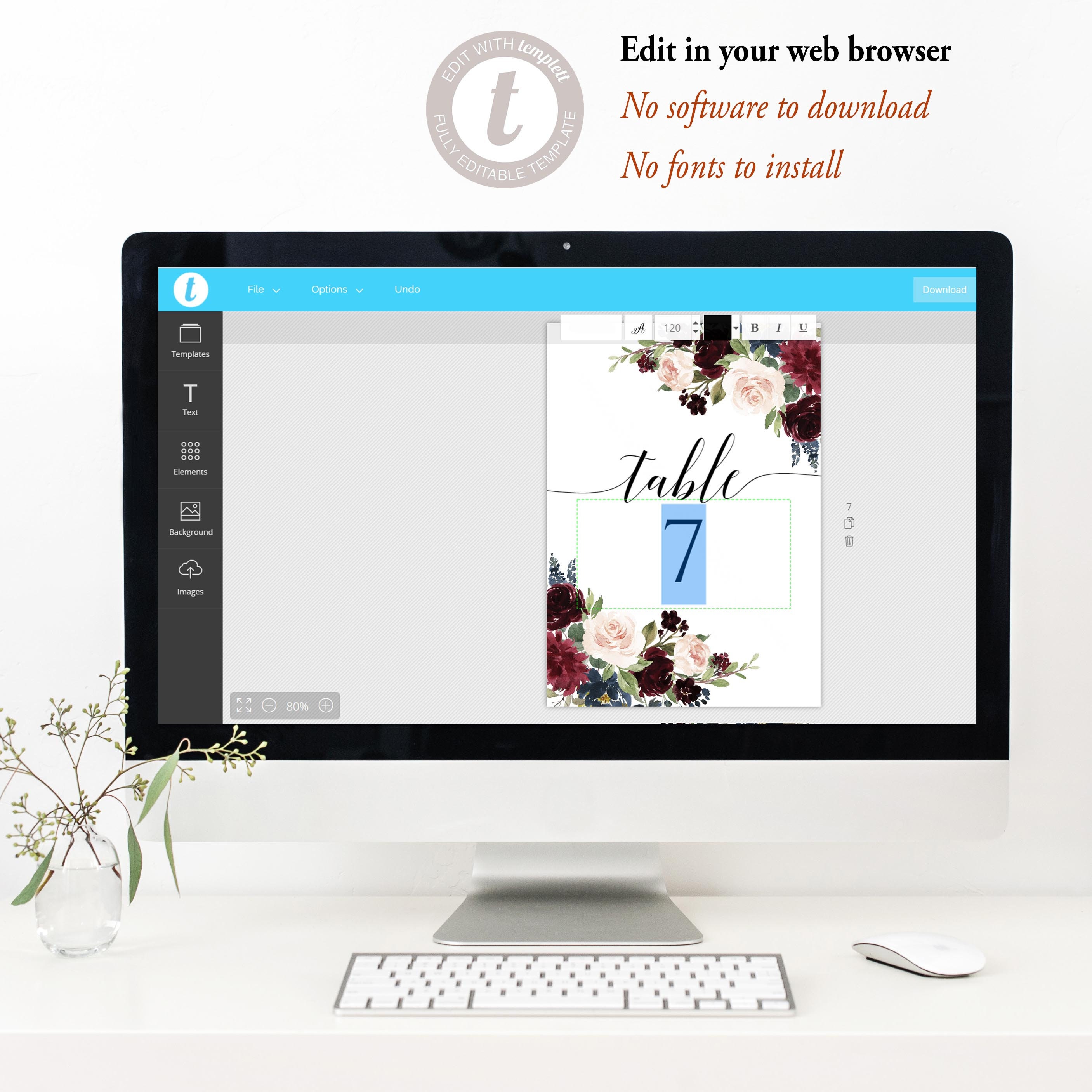 Table Number Template, Instant Download, Fully Editable Wedding Table ...
