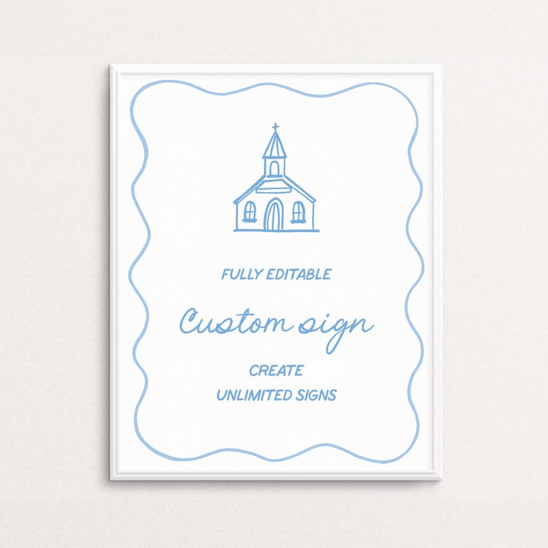 Hand Drawn Baptism Sign Template Boy Christening Table Decor ...