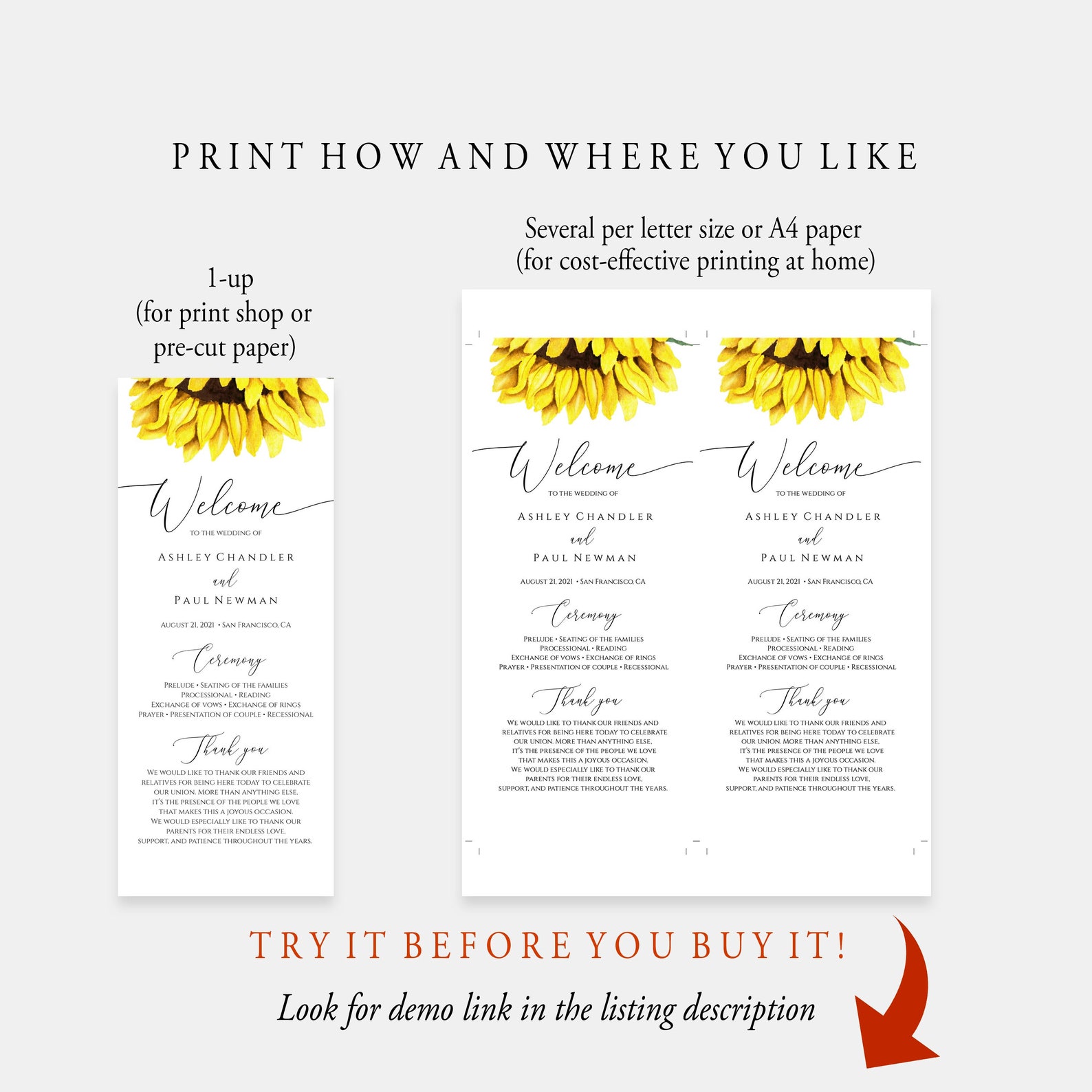 Rustic Wedding Program Template Editable Printable Ceremony - Etsy