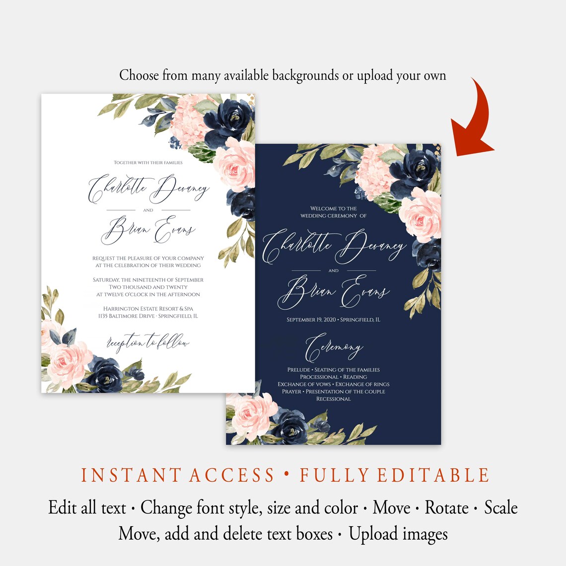 Navy Fan Program Template Download Printable Ceremony | Etsy