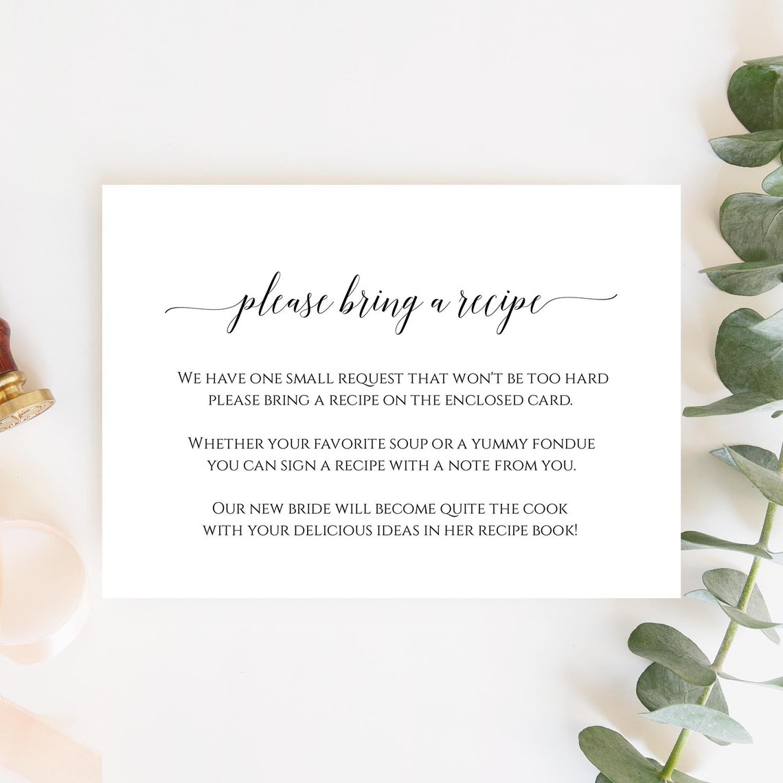 Editable Please Bring A Recipe Template, Instant Download, Bridal ...