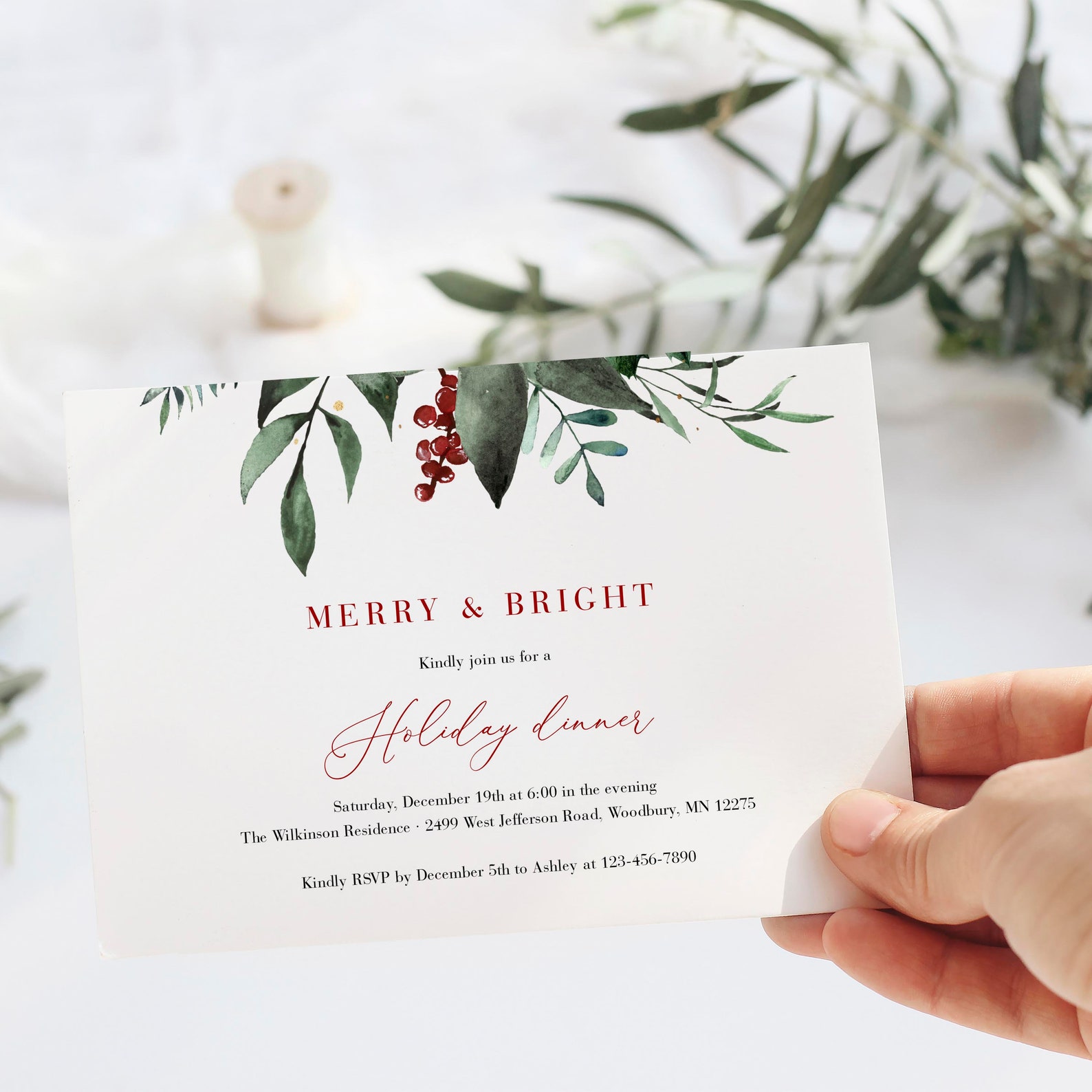 Holiday Dinner Invitation Template Editable Christmas Dinner | Etsy
