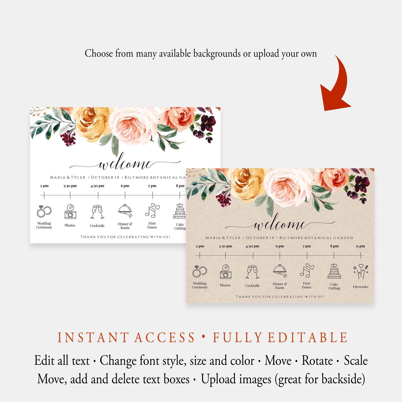 Editable Wedding Timeline Template Download Printable - Etsy