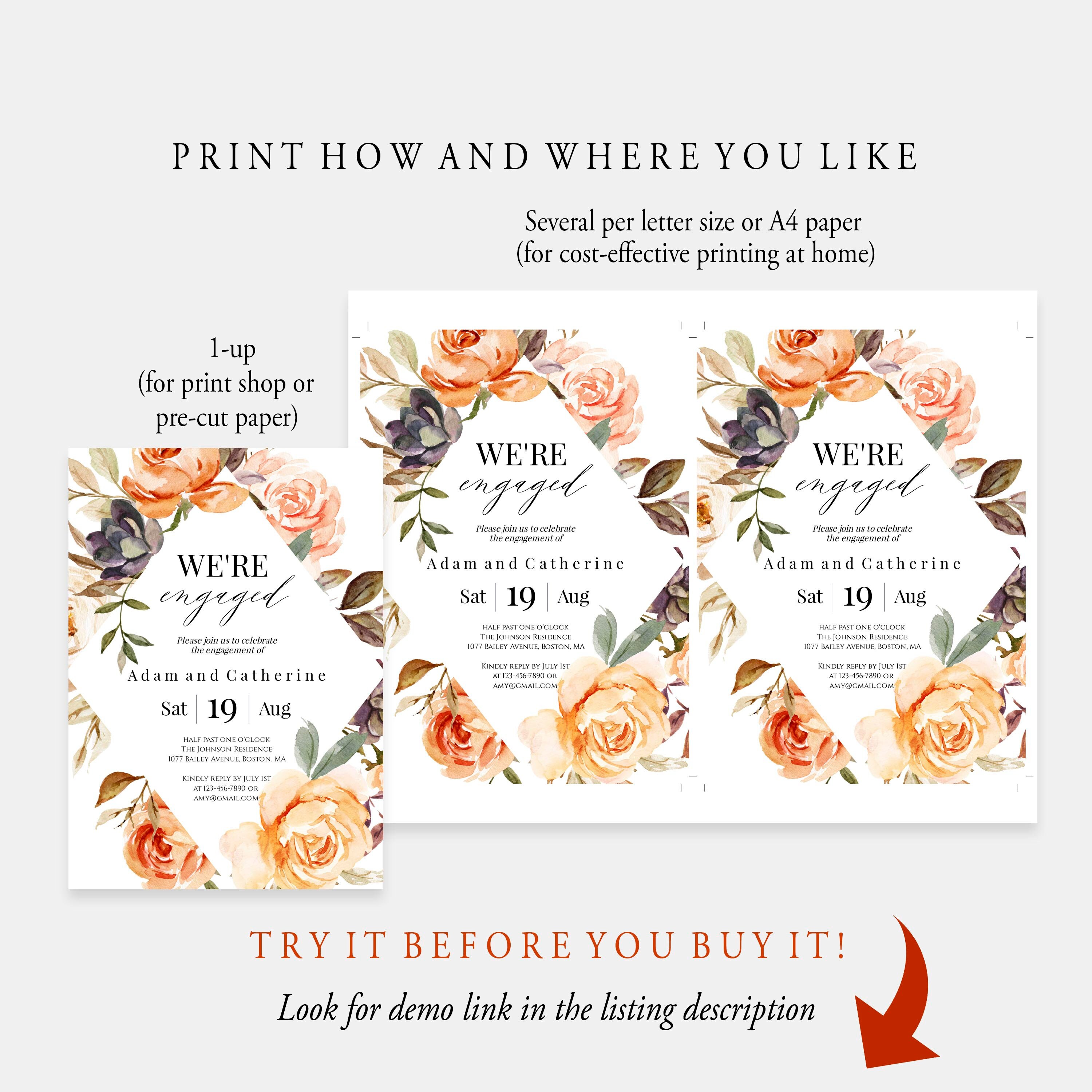 Printable Engagement Party Invitation Template Download 100% | Etsy