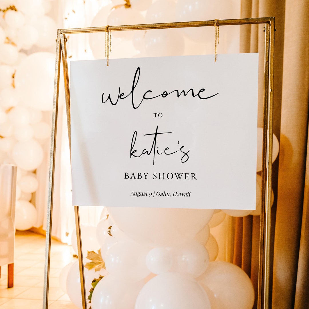 Minimalist Baby Shower Welcome Sign Template, Editable Modern Welcome ...