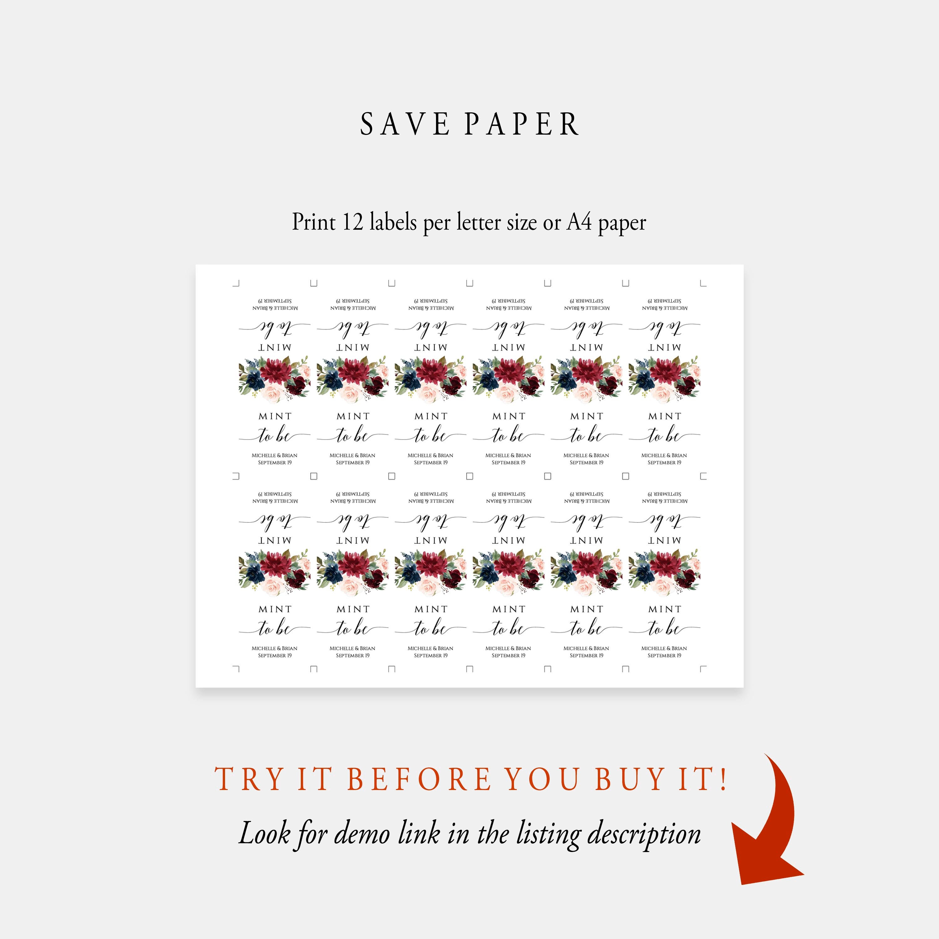 Mint to Be Label Template Instant Download Editable Tic Tac | Etsy