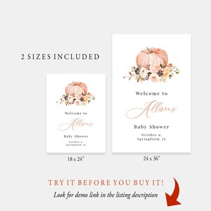 Fall Baby Shower Welcome Sign Template, Instant Download, Editable ...