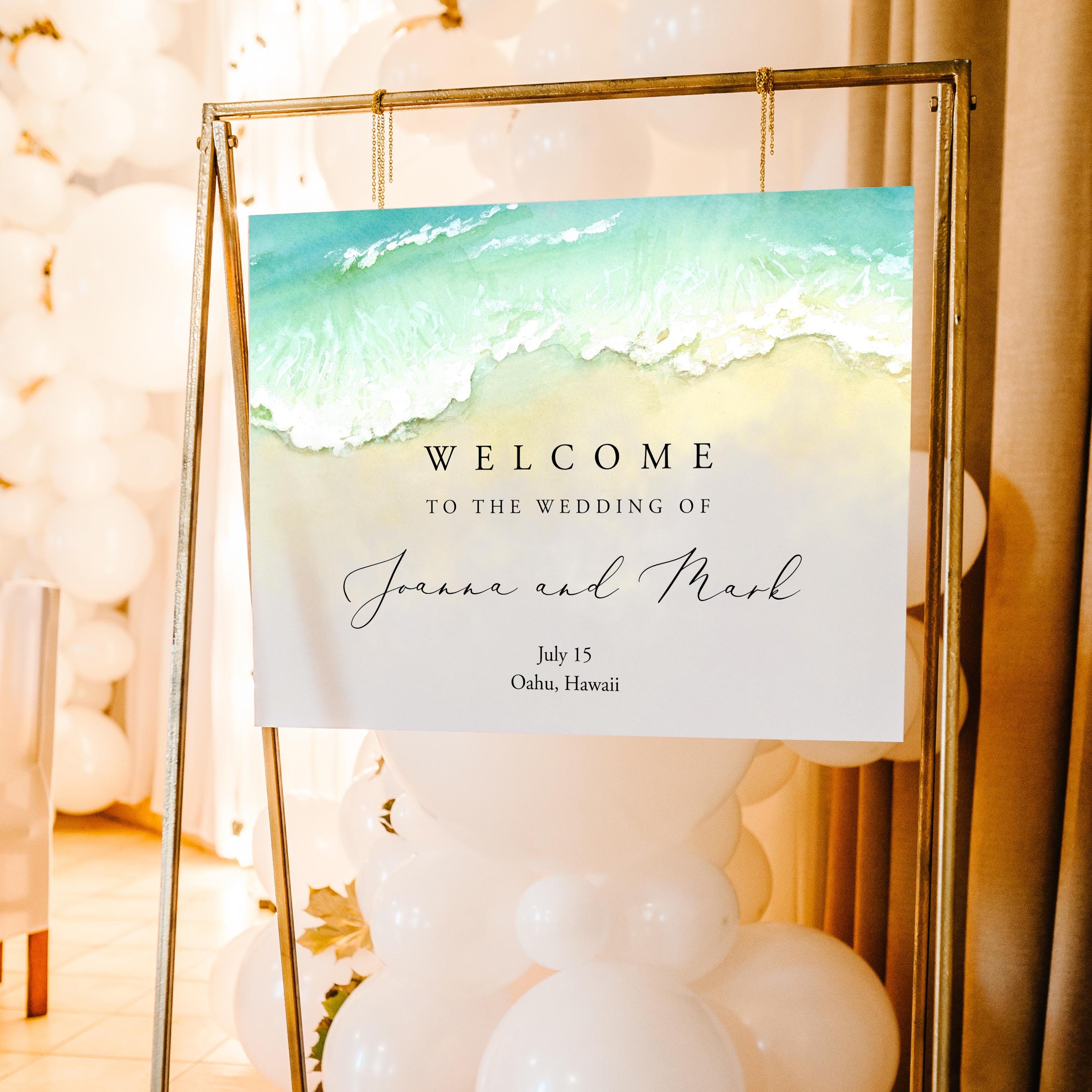 Beach Wedding Welcome Sign Template Instant Download - Etsy