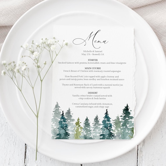 Forest Menu Template Outdoor Dinner Menu 2 Sizes Printable | Etsy