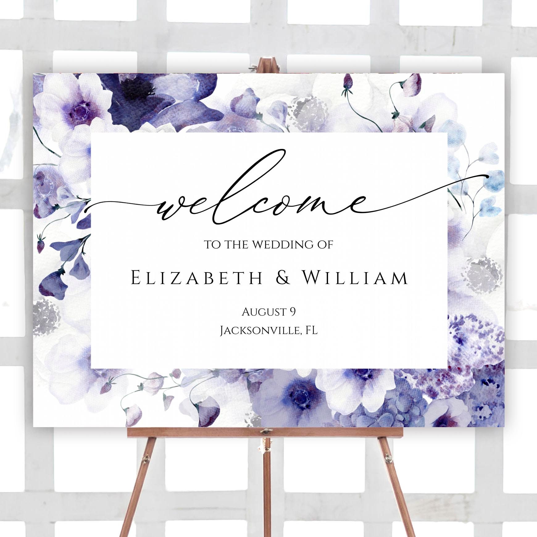 Purple Welcome Sign Template Wedding Welcome Sign Download | Etsy