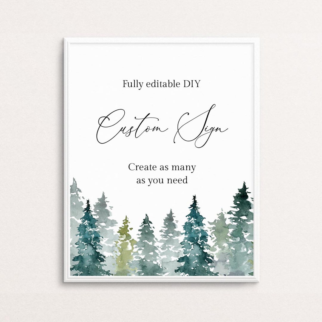 Custom Forest Wedding Sign Template, Self-editable Sign, Printable ...