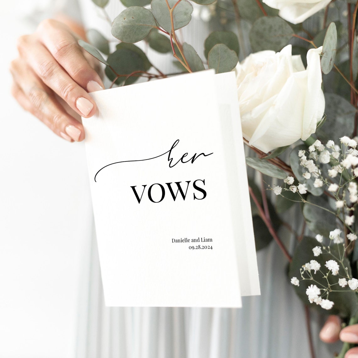 Minimalist Wedding Vow Book Template, Editable His and Her Vows ...