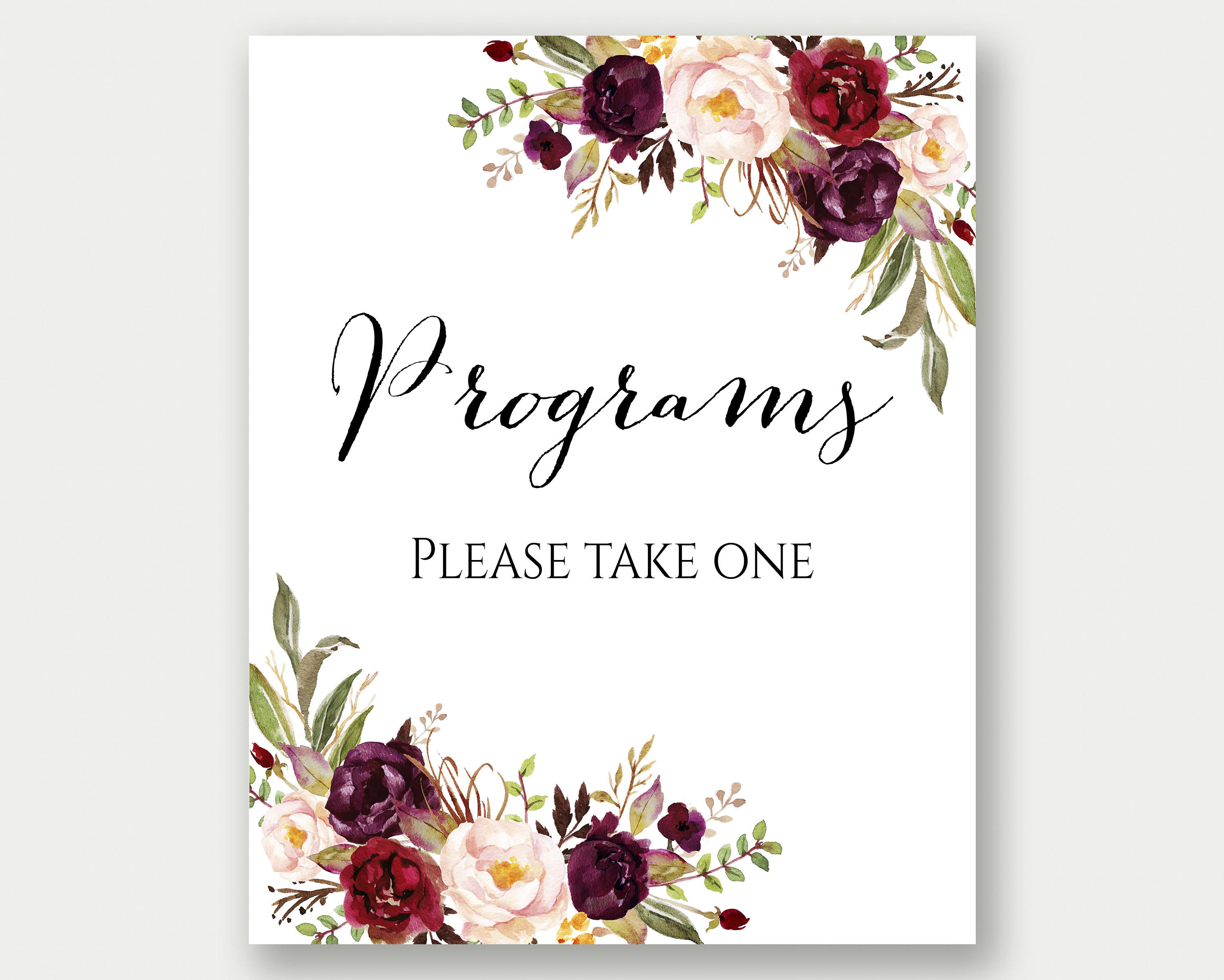 Wedding Program Sign Programs Sign Programs Please Take One - Etsy