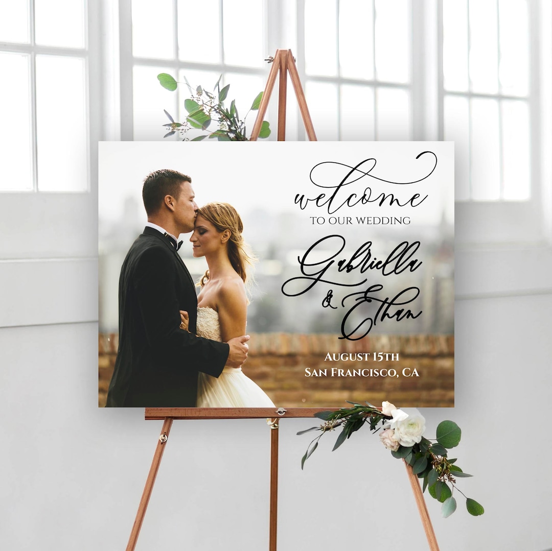 Landscape Photo Welcome Sign, Editable Wedding Welcome Sign With Photo ...
