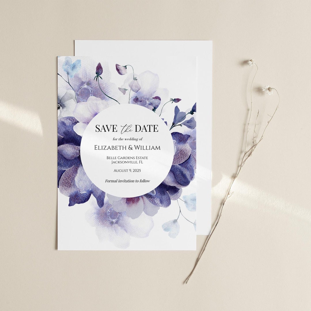 Purple Save the Date Template, Instant Download, Violet Save Our Date ...