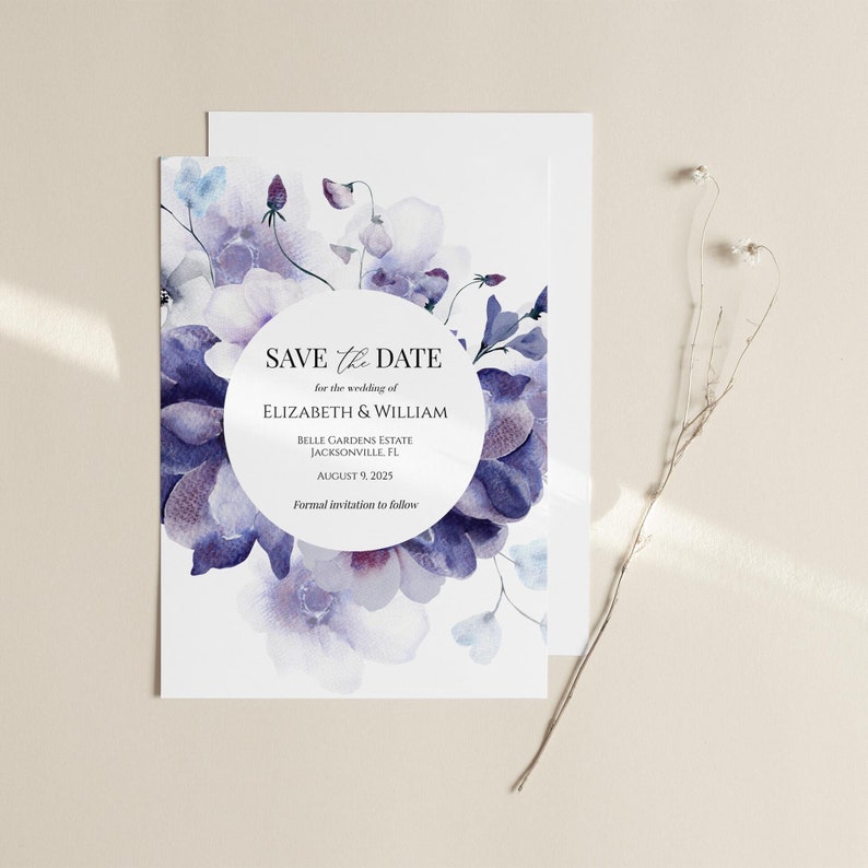 Purple Save the Date Template Instant Download Violet Save - Etsy