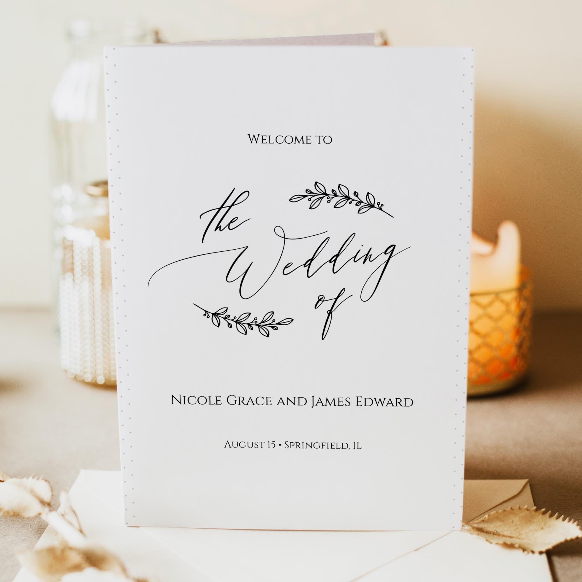 Classic Folded Wedding Program Template Modern Folded | Etsy