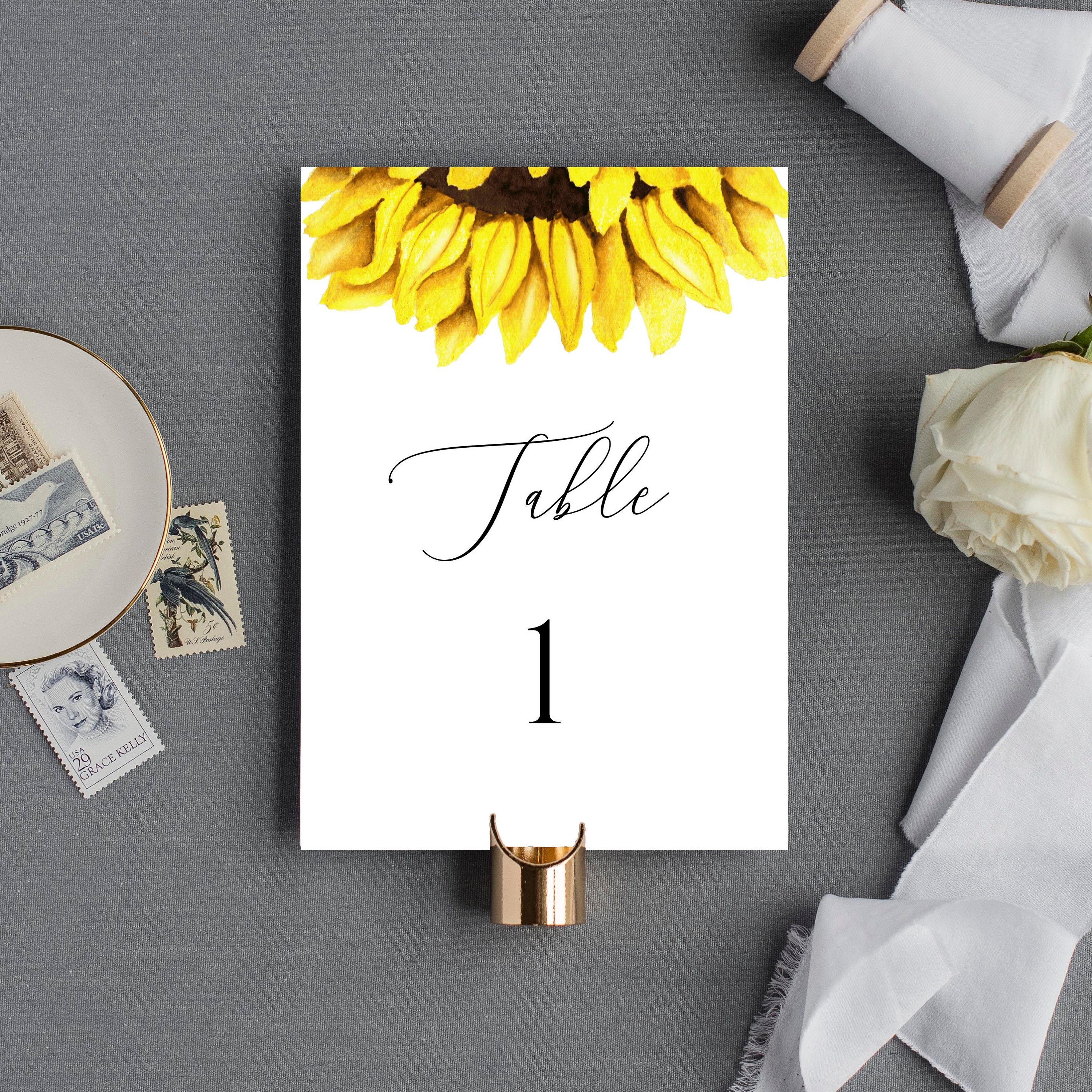 Sunflower Table Number Template Instant Download Editable - Etsy