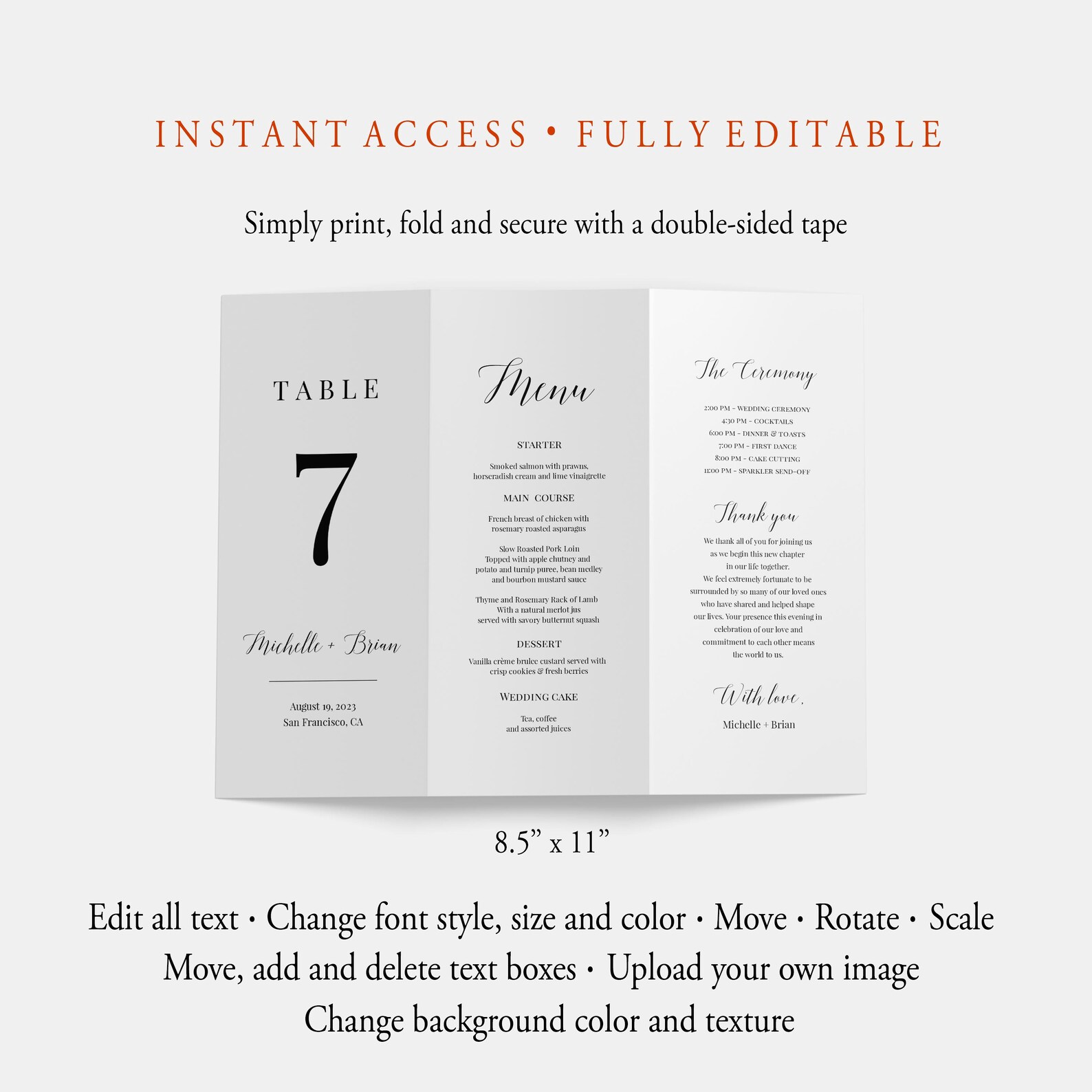 Tri-fold Table Number Template Instant Download Editable - Etsy