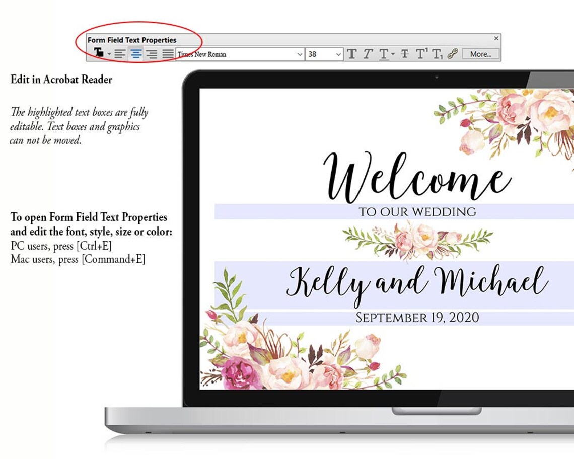 Welcome to Our Wedding Editable PDF Welcome Wedding Sign - Etsy