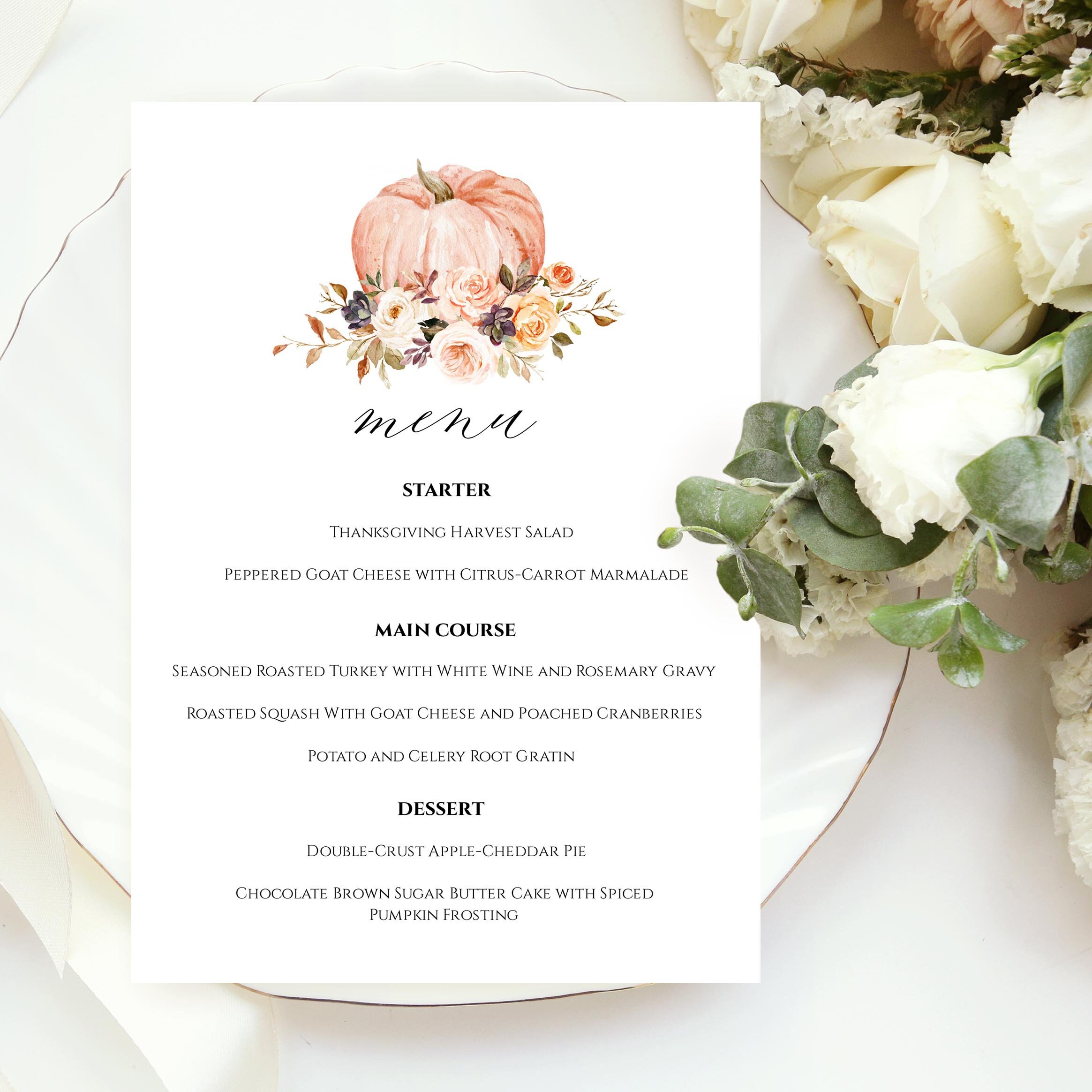 Pumpkin Menu Template Download Printable Fall Menu Cards - Etsy