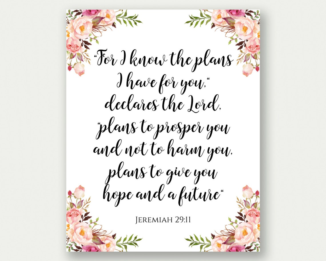 Jeremiah 29:11 for I Know the Plans Bible Verse Print | Etsy