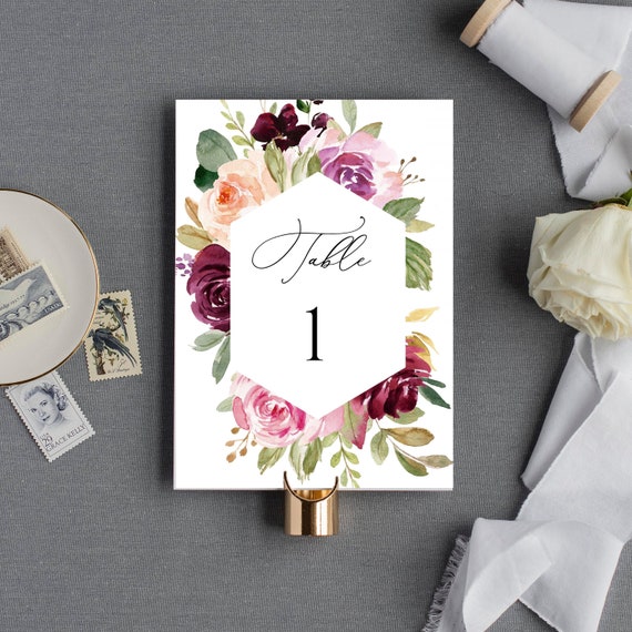 Boho Wedding Table Number Template Instant Download Editable - Etsy