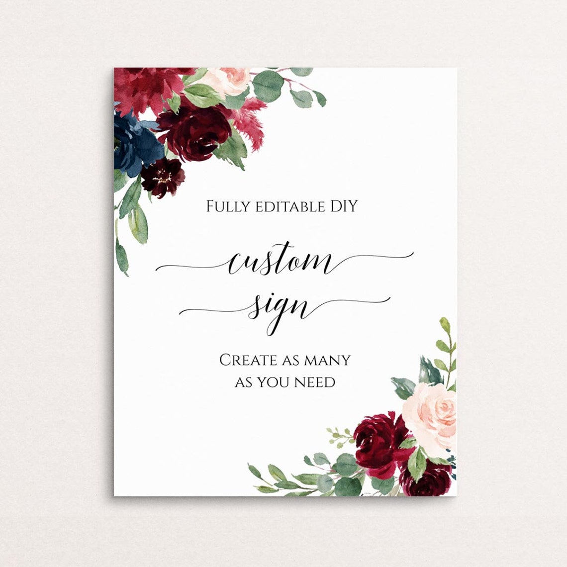 Custom Wedding Sign Template Fully Editable Templett | Etsy