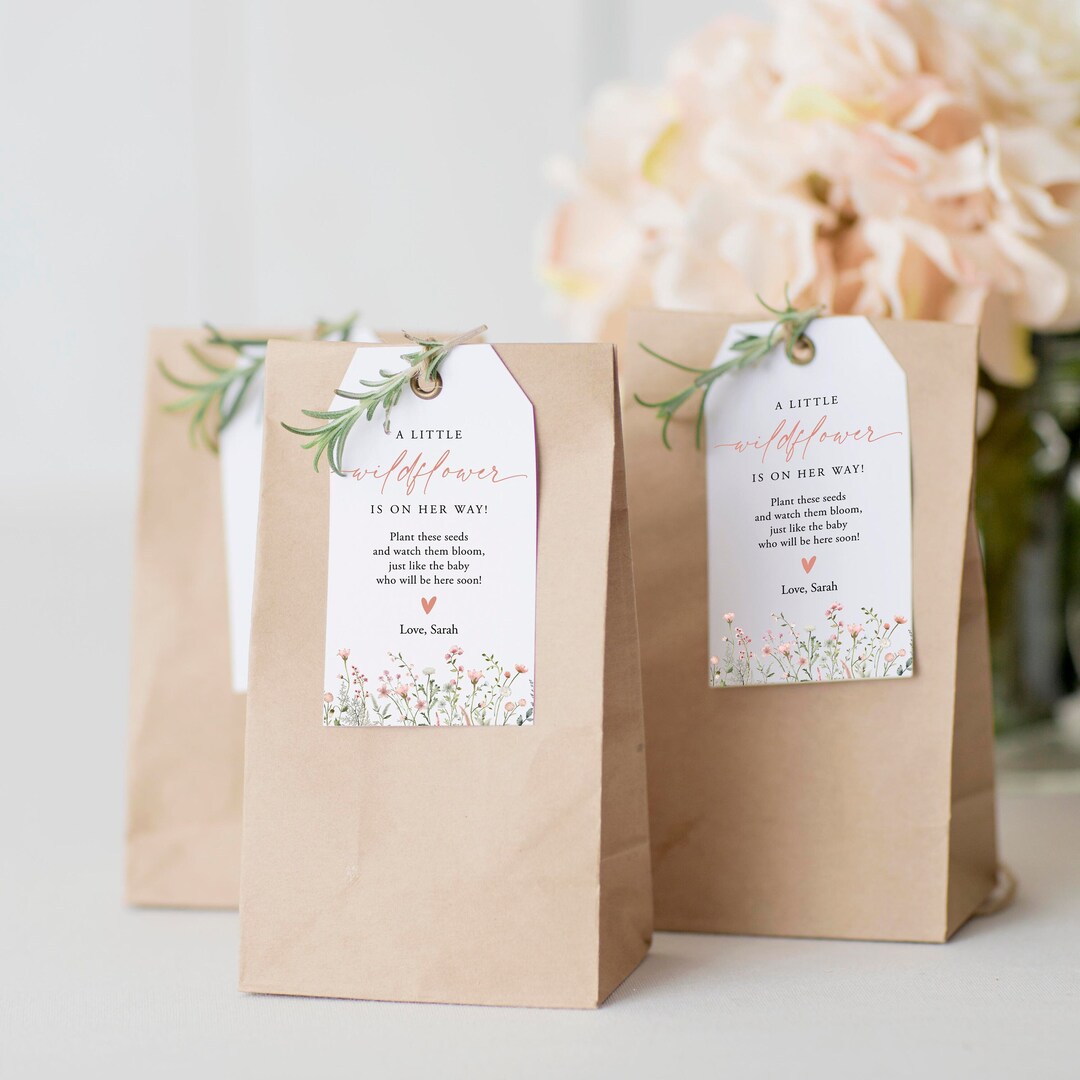 Wildflower Seed Tag Baby Shower Favor Seed Packet Tag Rectangular Girl ...