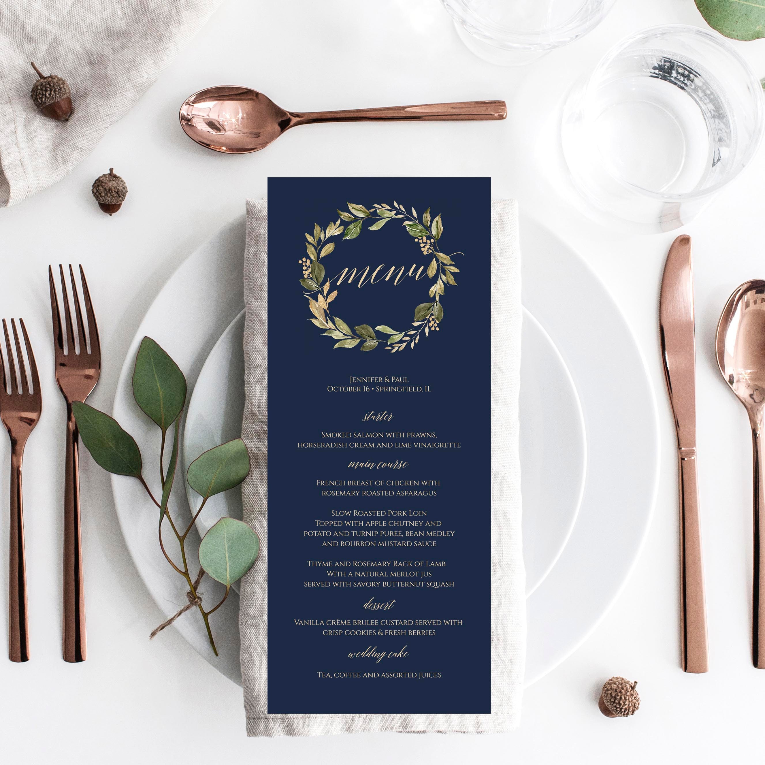 Navy and Gold Menu Template Instant Download Editable - Etsy Canada