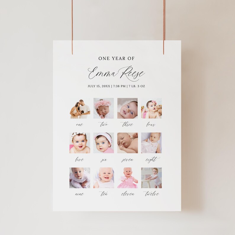 First Birthday Photo Sign Template Editable 1st Birthday - Etsy