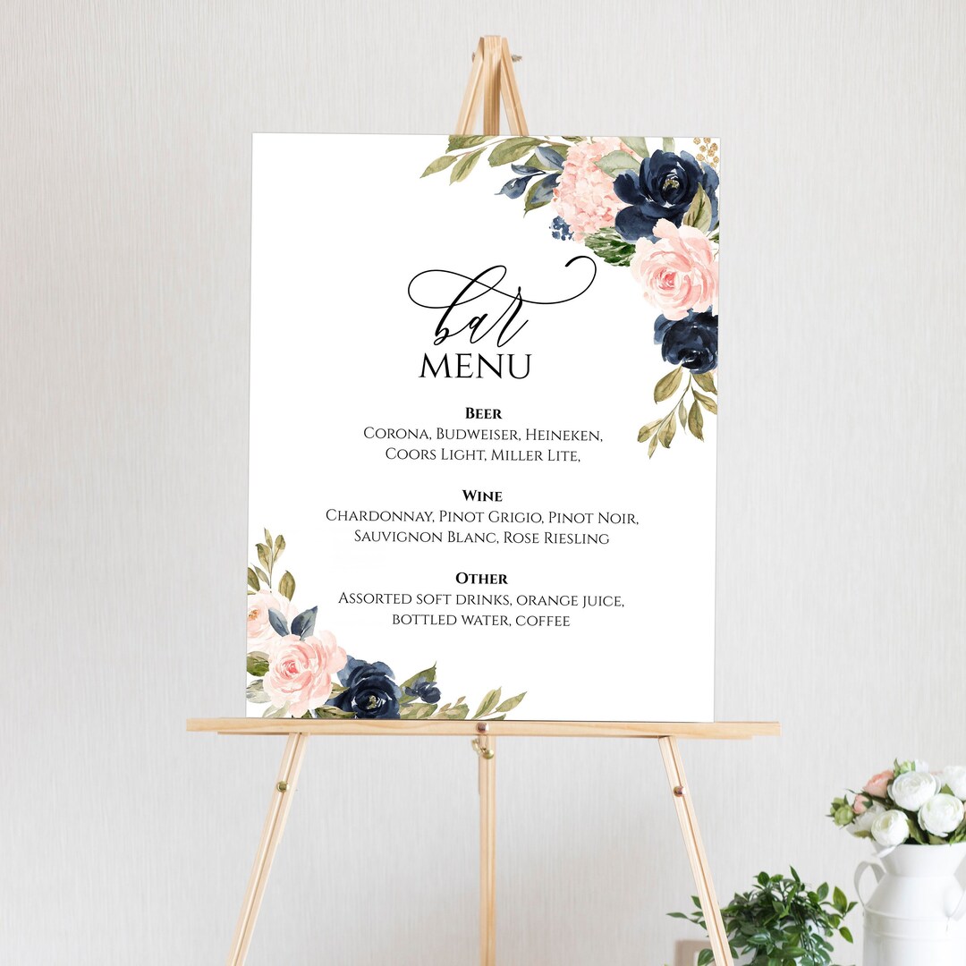 Bar Menu Sign Template, Instant Download, the Bar Sign, Bar Menu ...