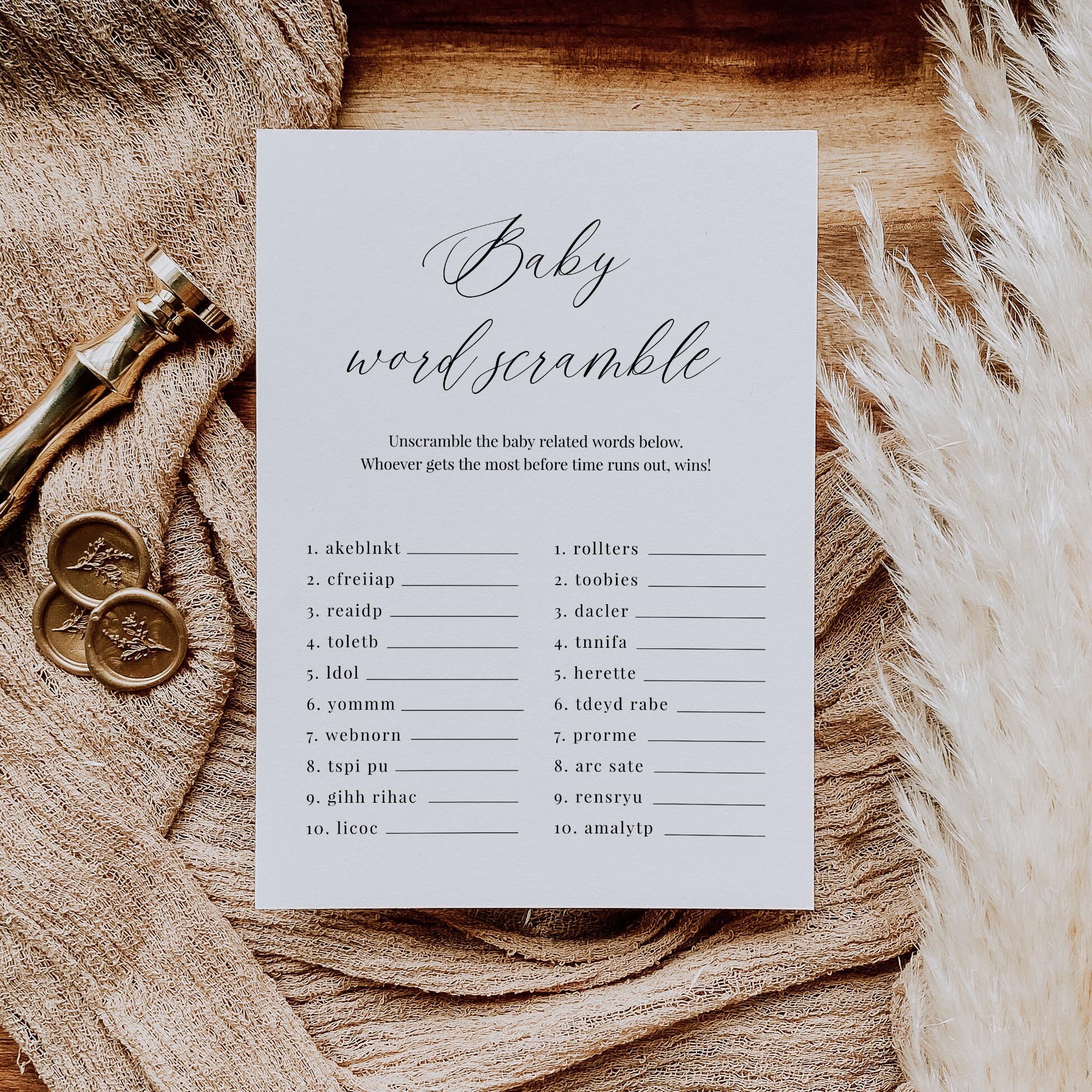Modern Baby Word Scramble Template Classic Baby Shower Game - Etsy