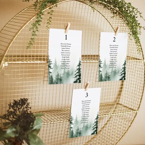 Pine Tree Seating Chart Forest Seating Card Editable Mountain Wedding ...