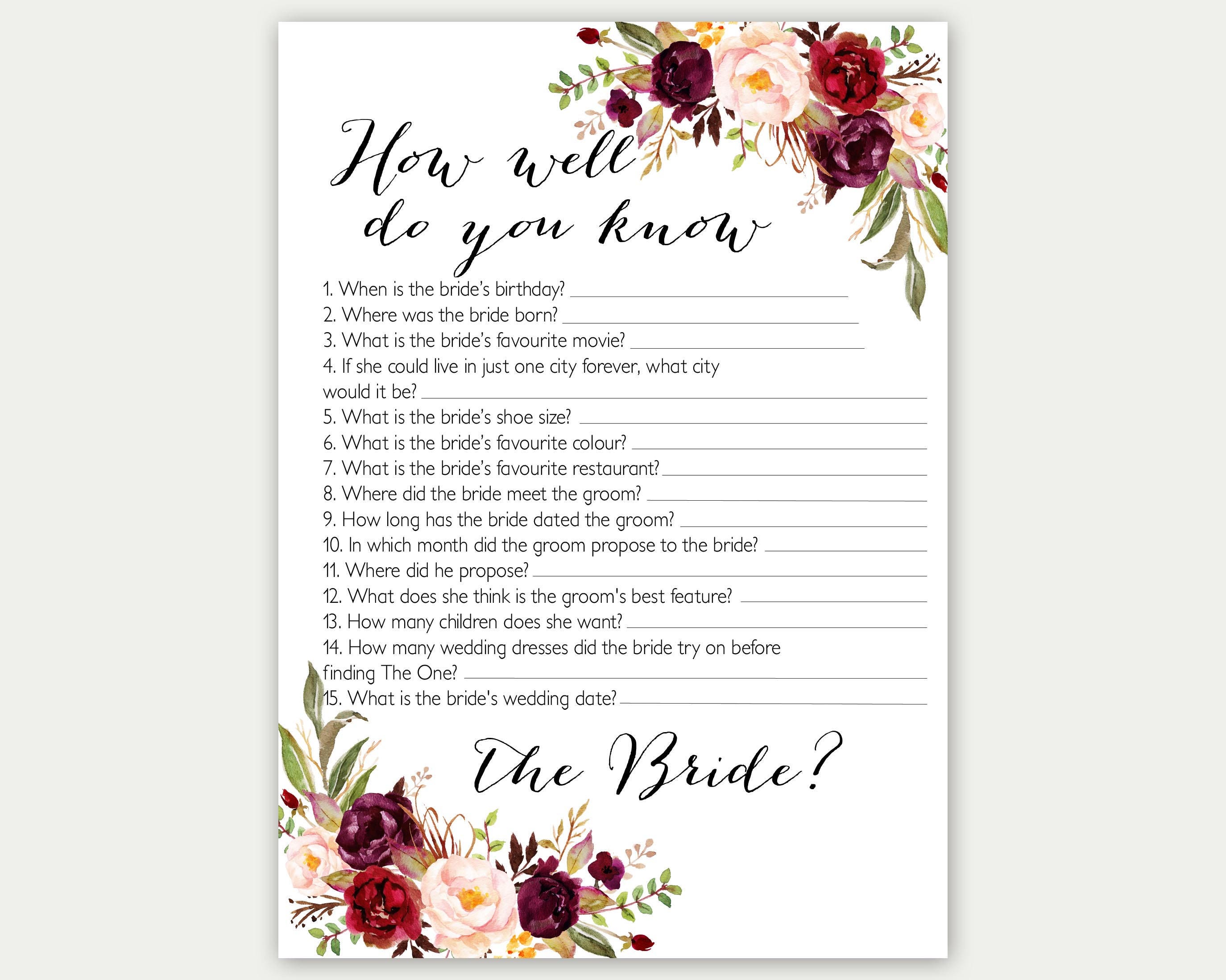 Bridal Shower Games Bridal Shower Game Set Bridal Game Set | Etsy
