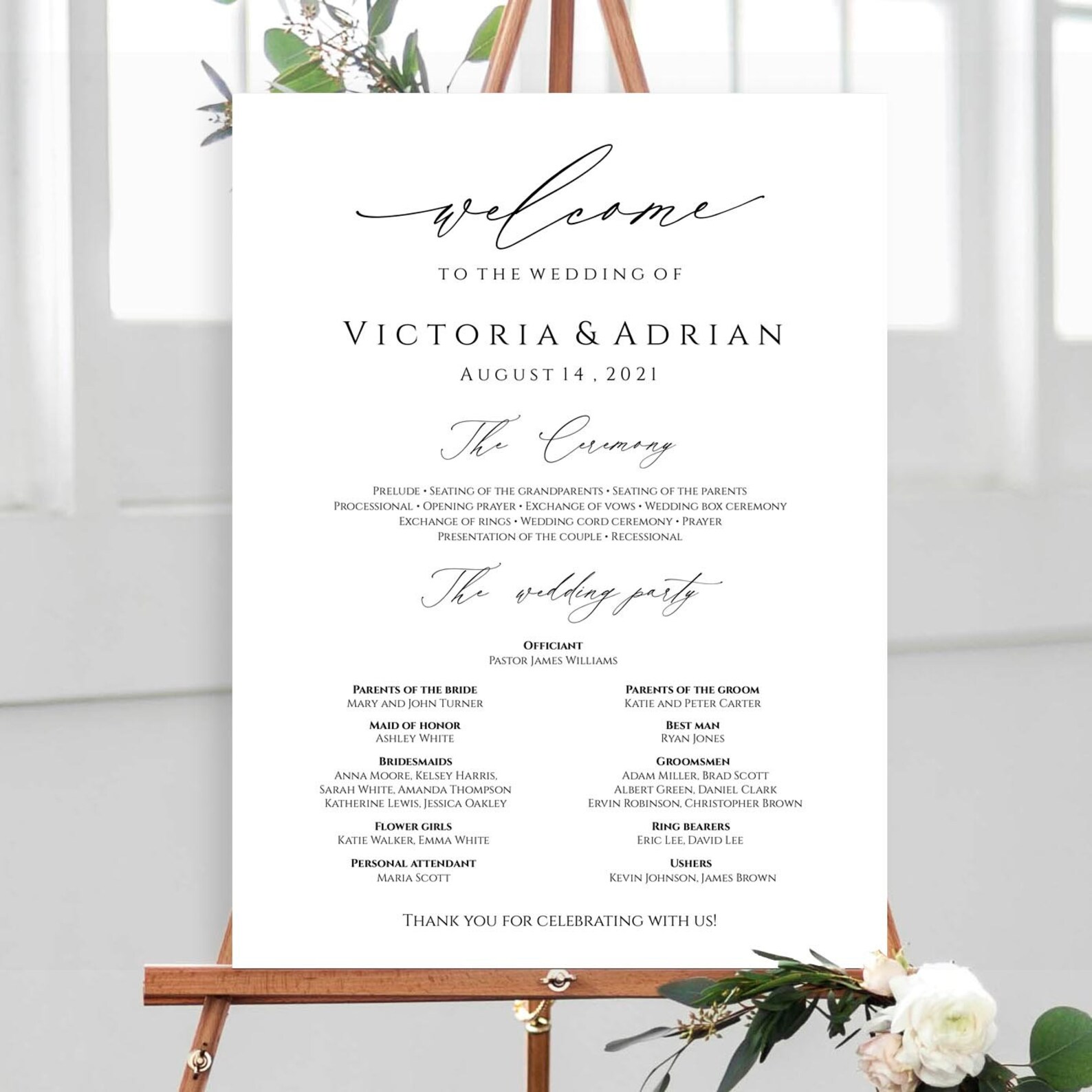 Classic Wedding Program Poster Wedding Program Board | Etsy