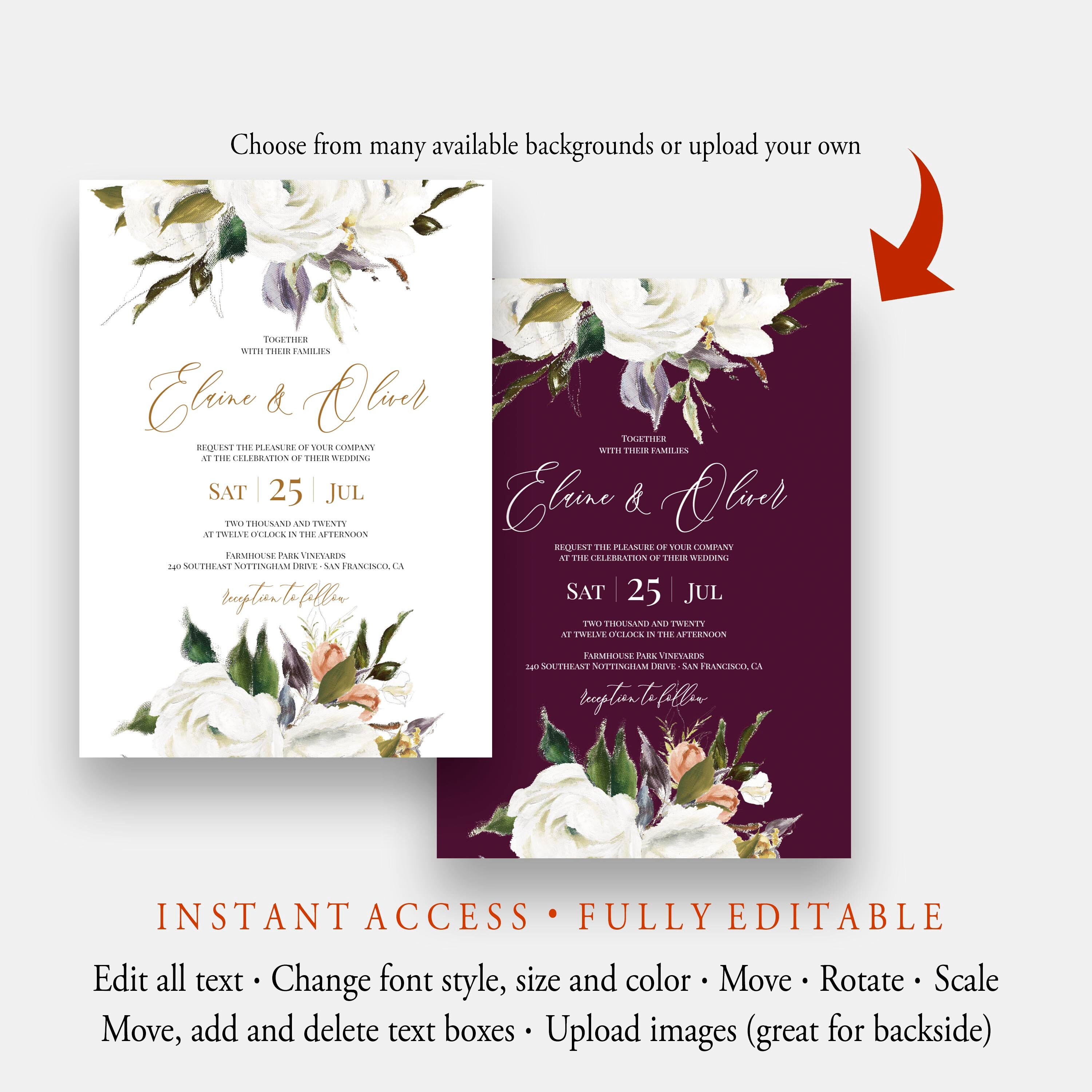 Wedding Invitation Fully Editable Printable Invitation - Etsy
