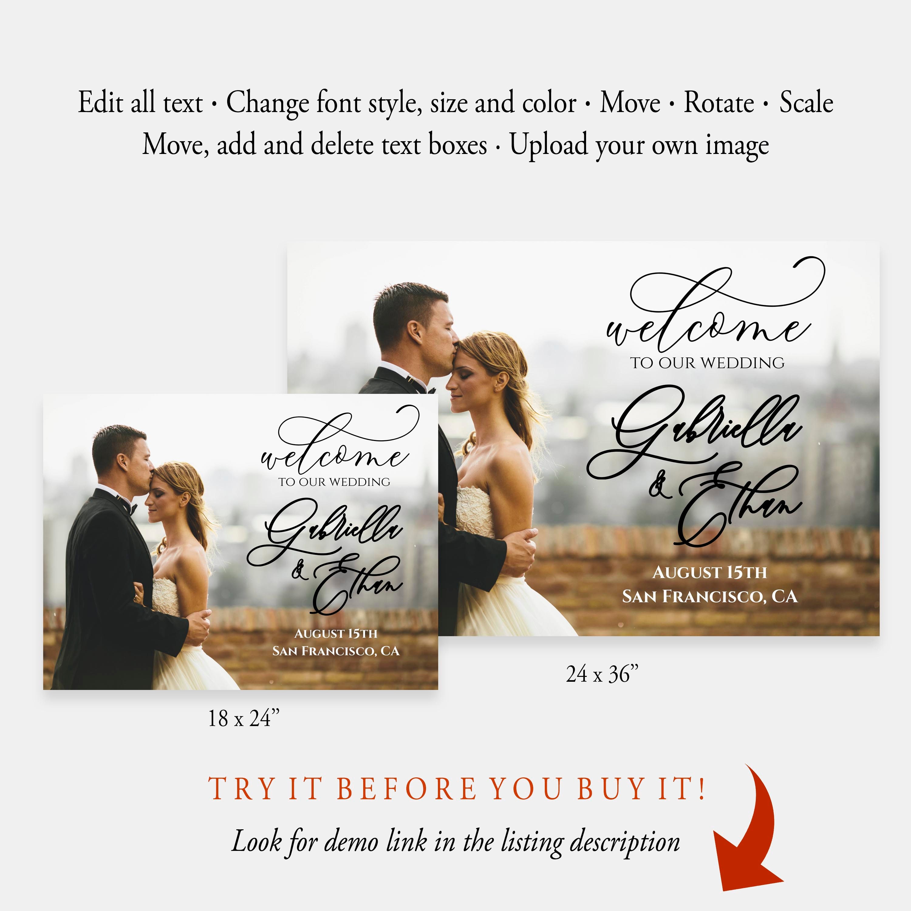 Landscape Photo Welcome Sign Editable Wedding Welcome Sign | Etsy