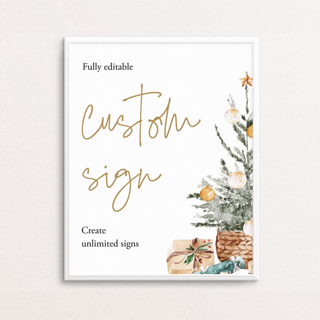 Custom Christmas Sign Template Christmas Tree Holiday Decor Holiday ...