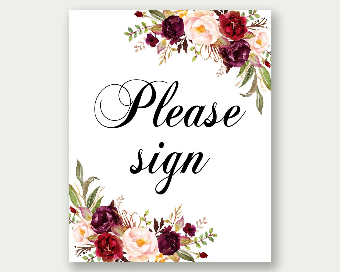 Please Sign Printable Wedding Please Sign Wedding Guestbook | Etsy