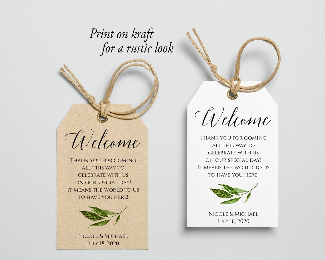 Wedding Welcome Tag Printable Welcome Tag Welcome Tag | Etsy