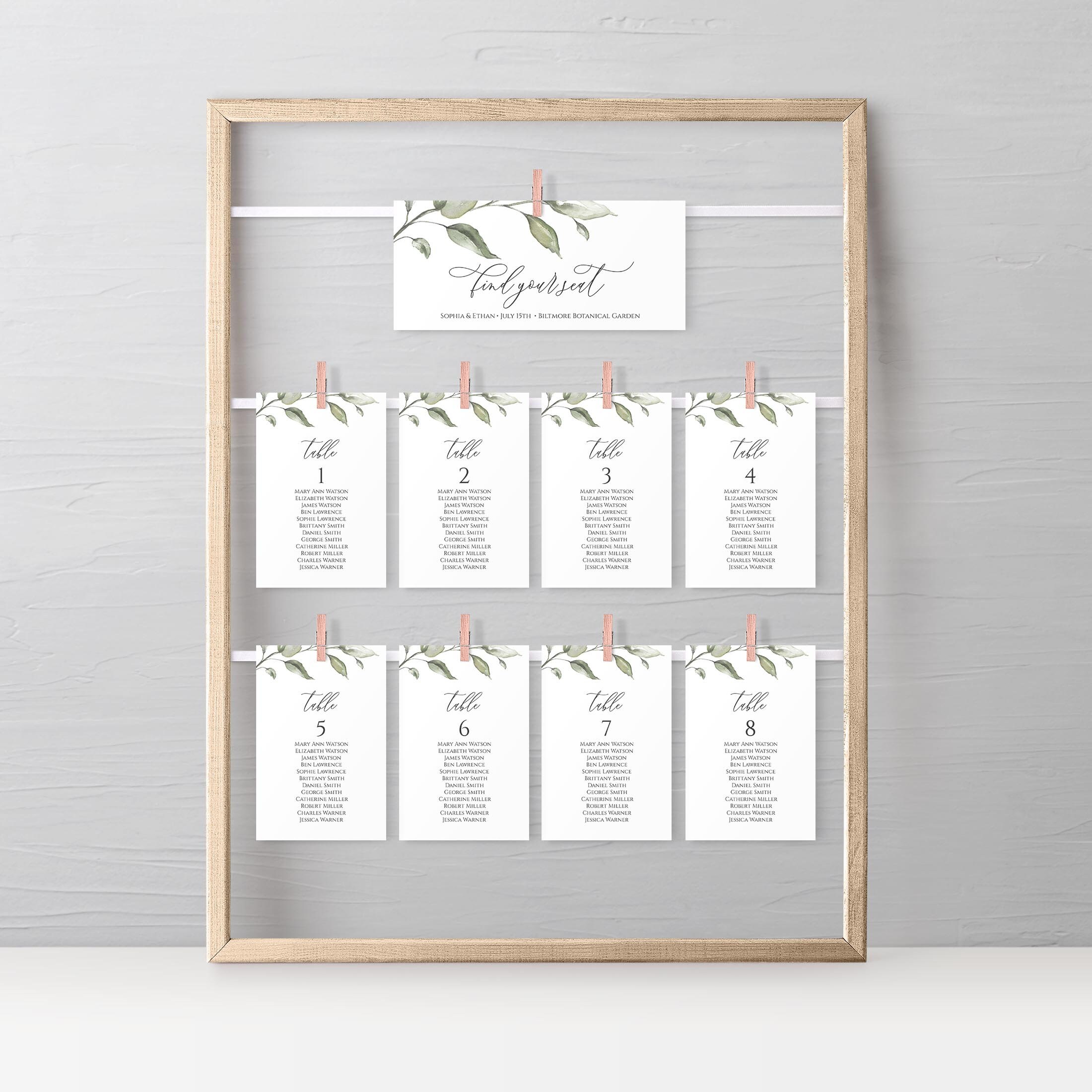 Printable Seating Chart Template Editable Seating Cards - Etsy